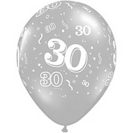 30 Around Silver Latex Balloon II30S - Balloon World