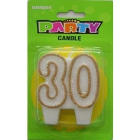 Numeral 30 Glitter Candle Gold M34037 - Balloon World