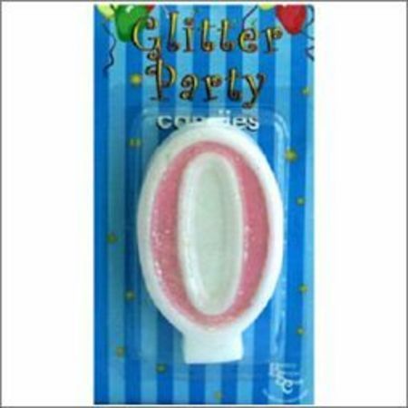 Candle Numeral 0 Glitter Pink AM170188 - Balloon World