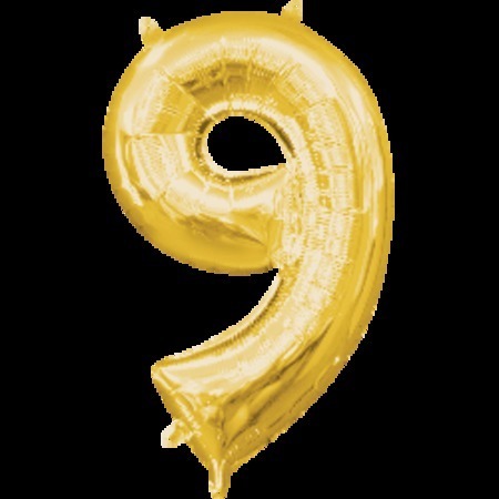 Number 9 Gold Minishape Foil Balloon ANA33093 - Balloon World