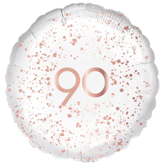 Standard Rose Gold Splatter 90th Birthday 18 inch (45 cm) Foil Balloon ...